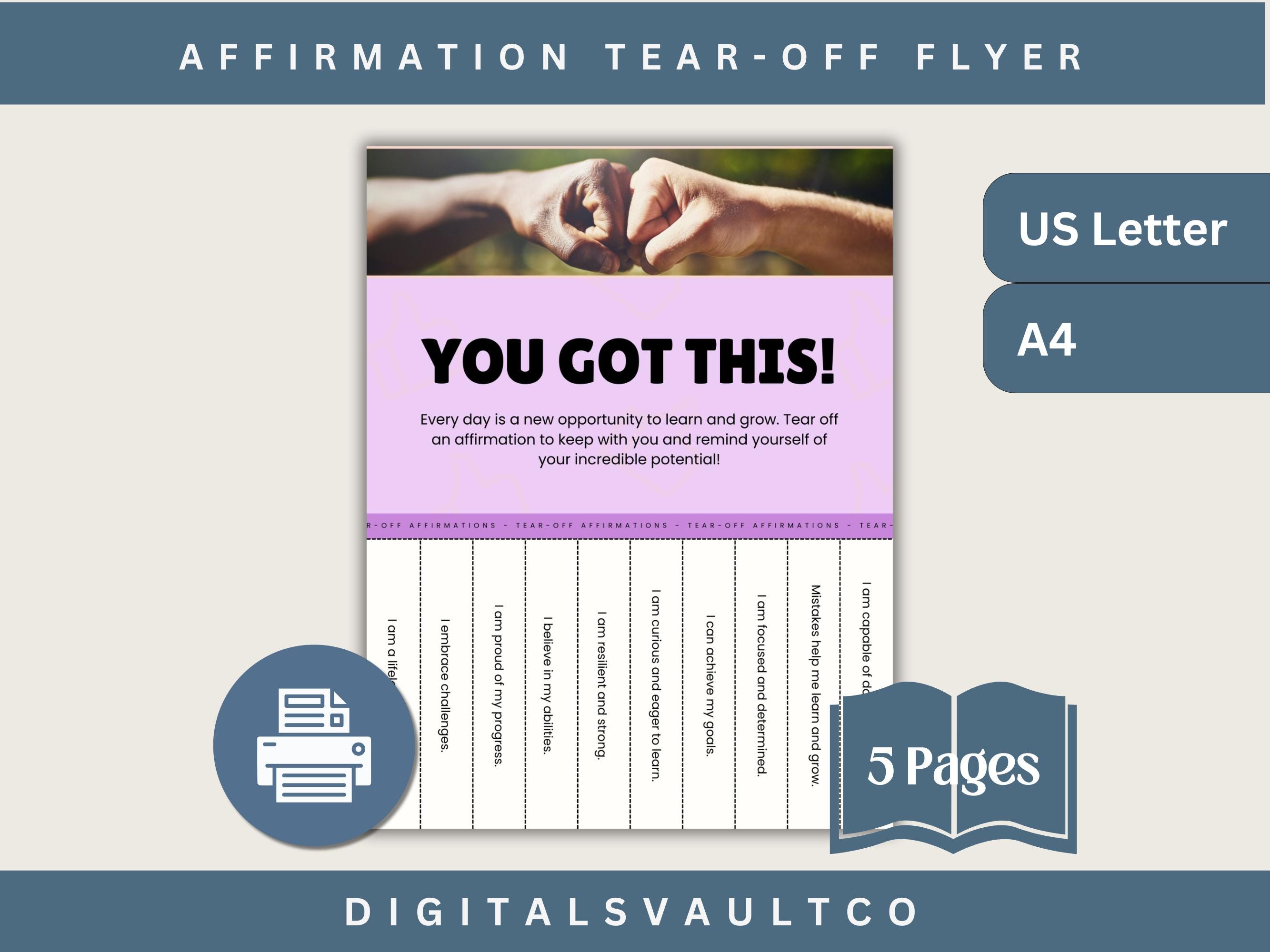 Affirmation Tear-off Flyer Printable | Motivational Quotes | Positive ...