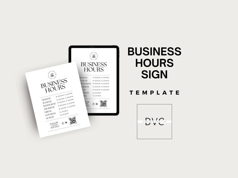 Business Hours Sign Template | Professional Customizable and Editable ...