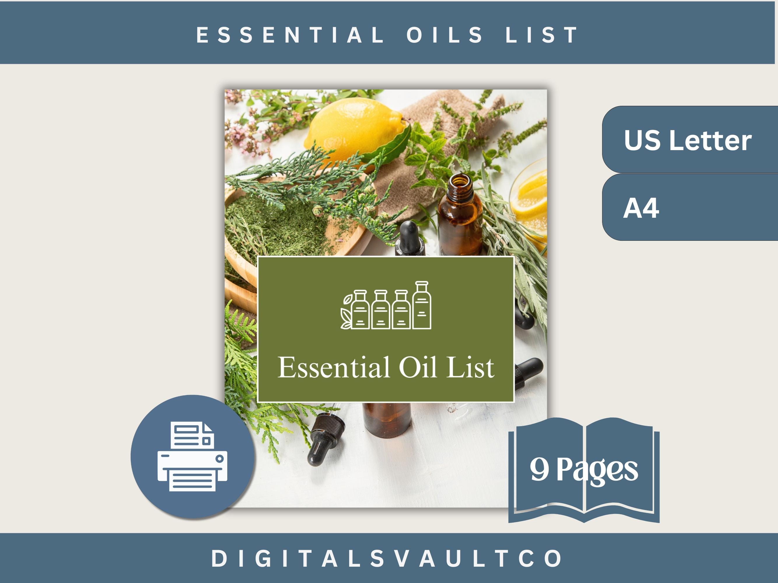 Essential Oil List Printable Ultimate Essential Oil Guide List of ...