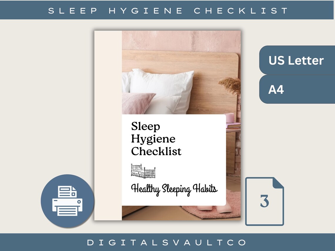 Sleep Hygiene Checklist Printable PDF | Minimalist Healthy Sleep Habits ...