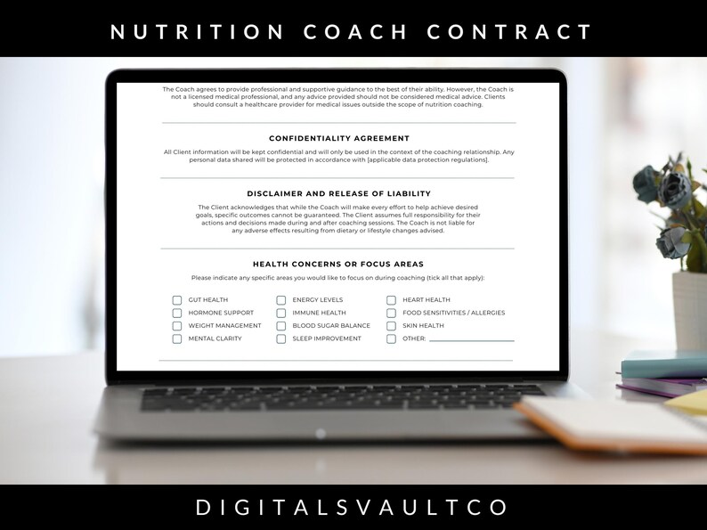 Nutrition Coach Contract Template Customizable Client Agreement Form ...