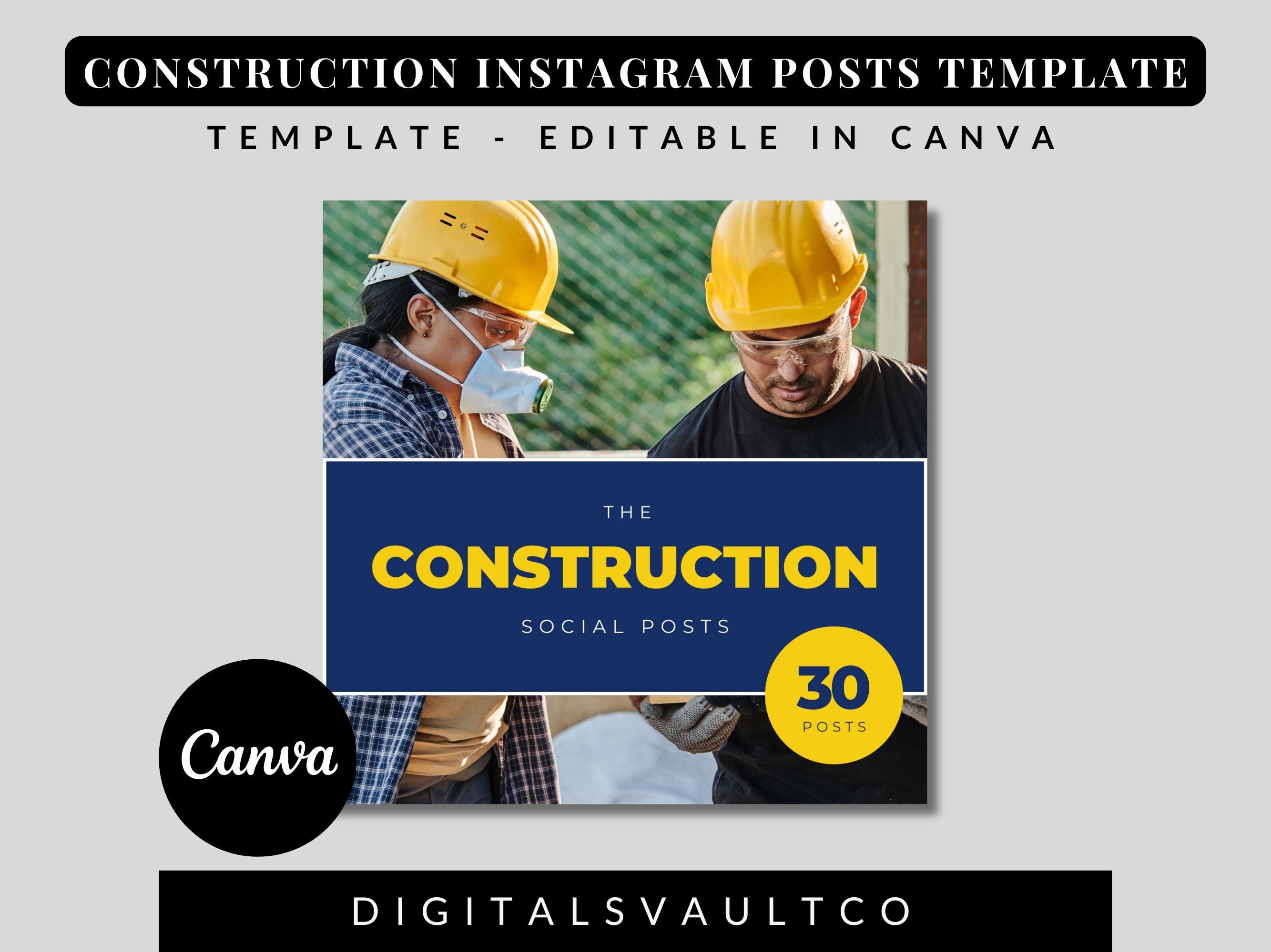 30 Construction Social Media Customizable Editable Template ...