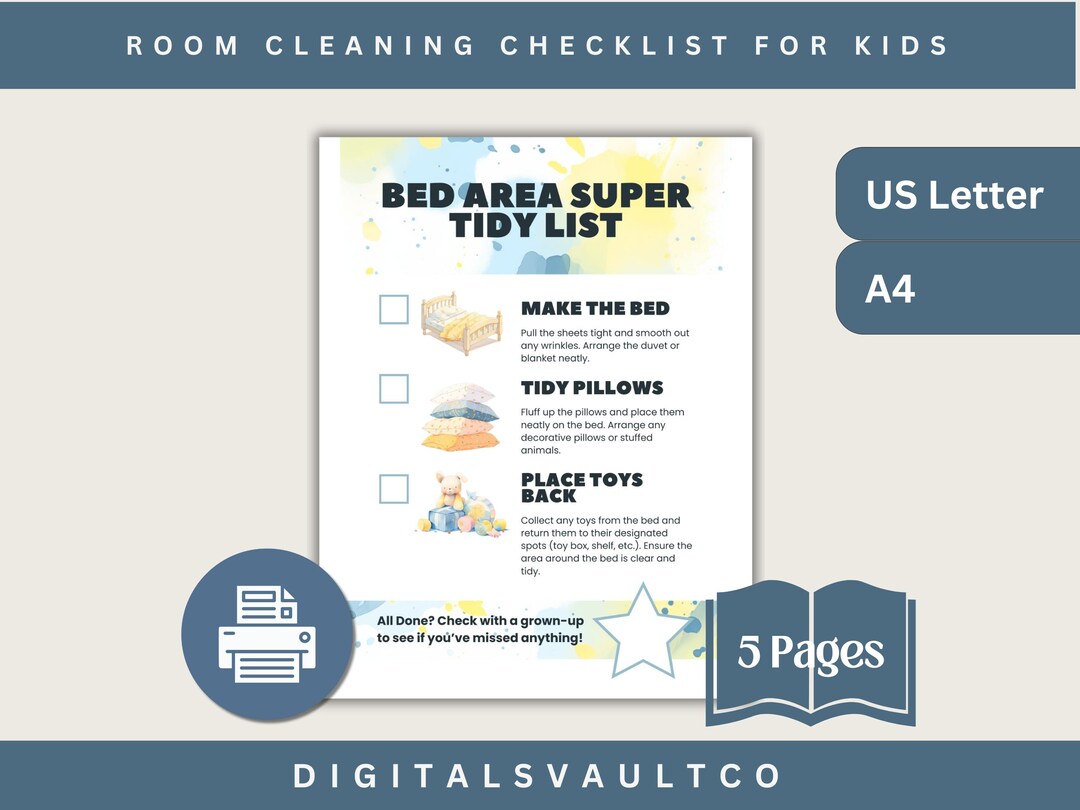 Room Cleaning Checklist for Kids | Printable Chore Chart for Boys ...