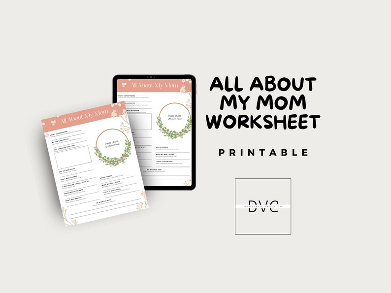 All About My Mom Printable PDF | Interactive Fun & Personalized ...