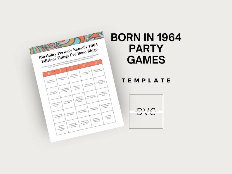 Born in 1964 Party Game Template | 60s Trivia, Fun Facts and Nostalgia ...
