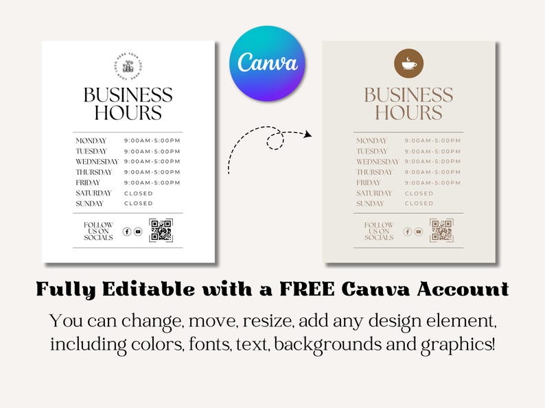 Business Hours Sign Template | Professional Customizable and Editable ...