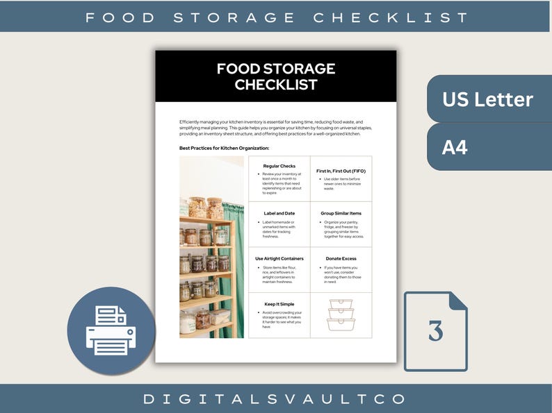 Food Storage Checklist Printable PDF | Simple Pantry Inventory ...
