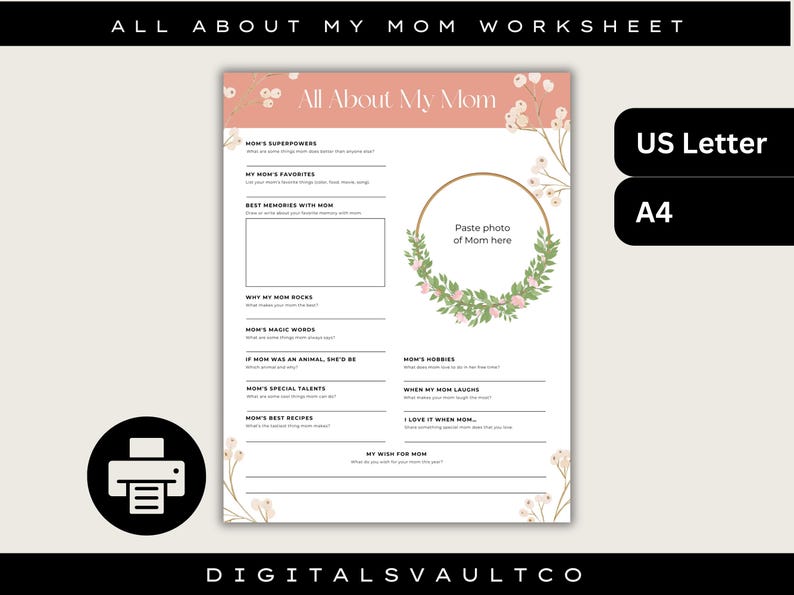 All About My Mom Printable PDF | Interactive Fun & Personalized ...