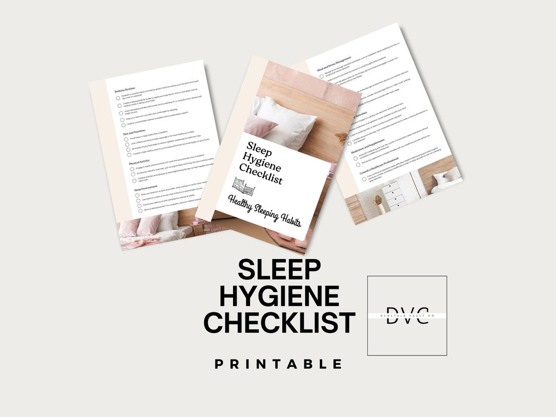 Sleep Hygiene Checklist Printable PDF | Minimalist Healthy Sleep Habits ...