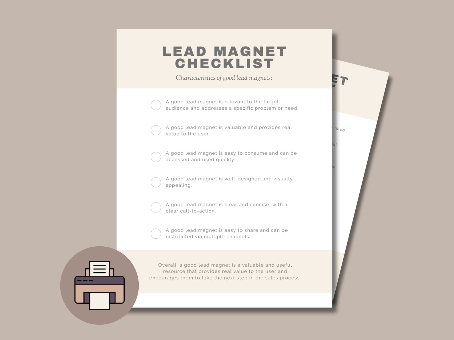 Lead Magnet Checklist Minimalist PDF Printable Digital Marketing Tool ...