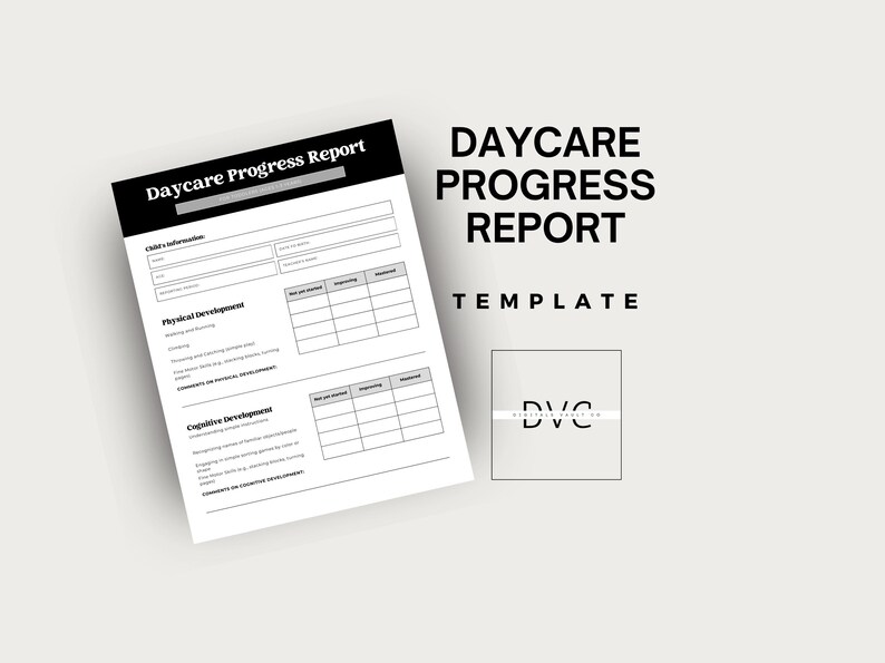 Daycare Progress Report Template | Customizable Kindergarten Child ...