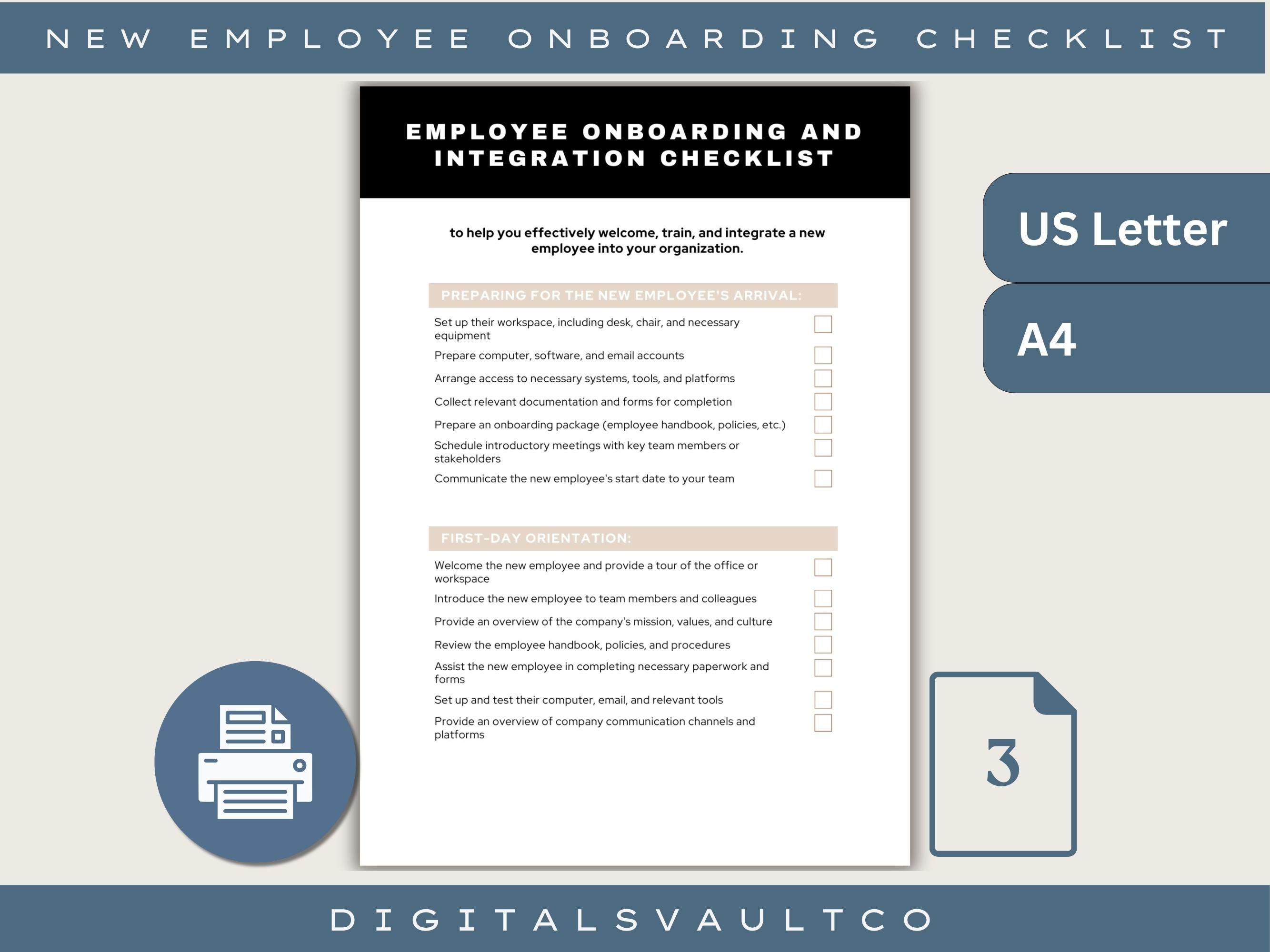 New Employee Onboarding Checklist PDF Printable Employee Orientation ...