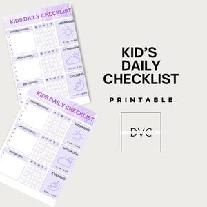 Kid's Daily Checklist Printable PDF | Child Routine Chart | Children's ...