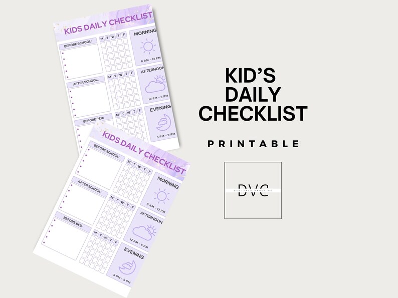 Kid's Daily Checklist Printable: Routine Chart (PDF) - Etsy