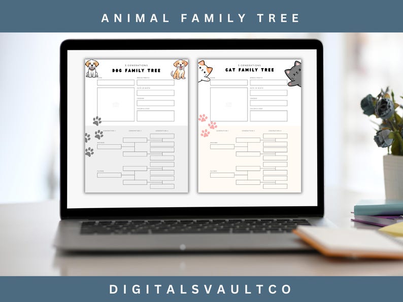Animal Family Tree Chart Printable | Three-generations Pet Lineage ...