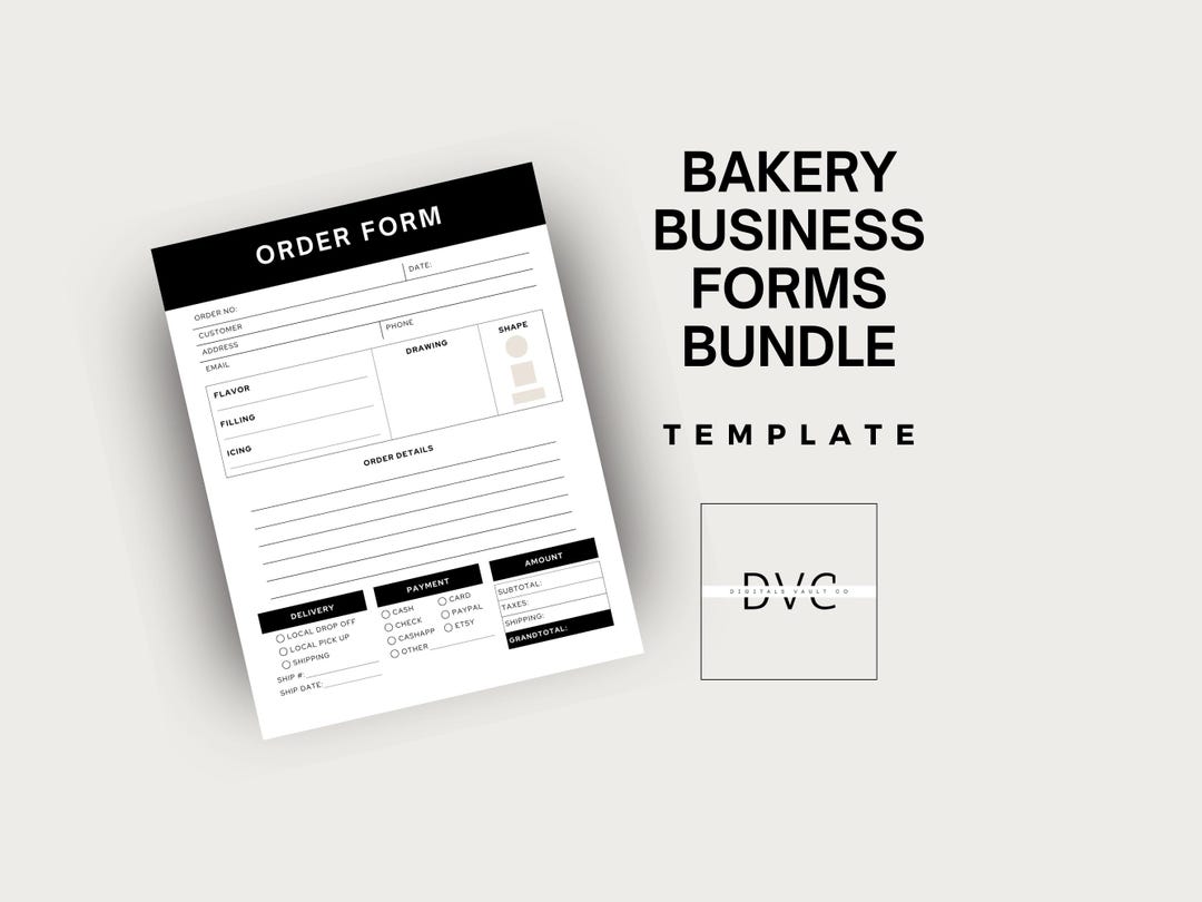 Bakery Business Forms Bundle Template for Bakeries and Home Bakers ...