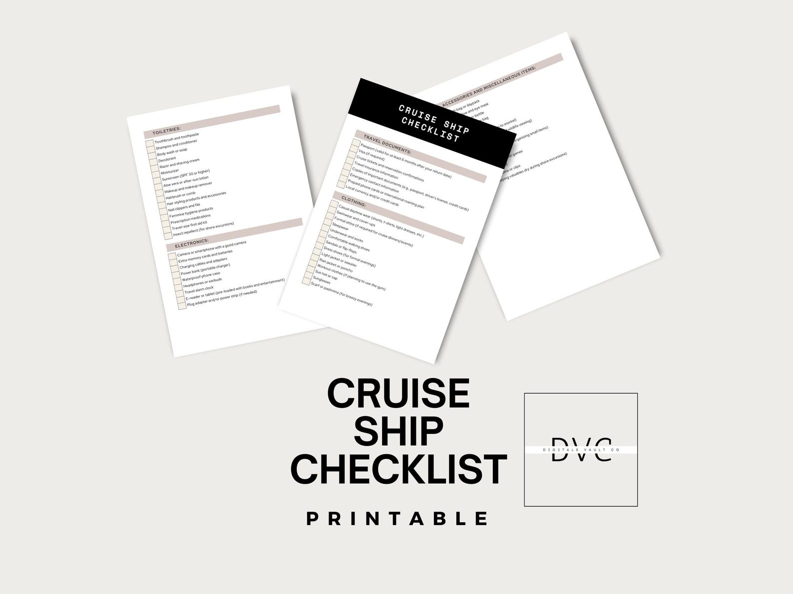 Cruise Ship Checklist Printable PDF | Minimalist Cruise Vacation ...