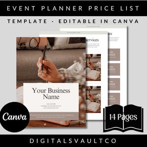 Events Planner Price List Template Customizable Event Planning Services ...