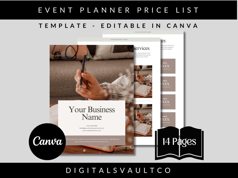 Events Planner Price List Template Customizable Event Planning Services ...