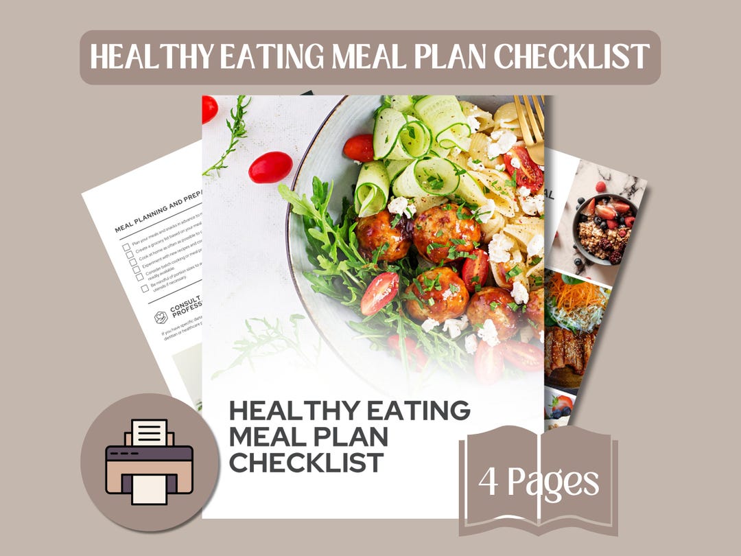 Healthy Eating Meal Plan Checklist Minimalist PDF Printable Diet and ...