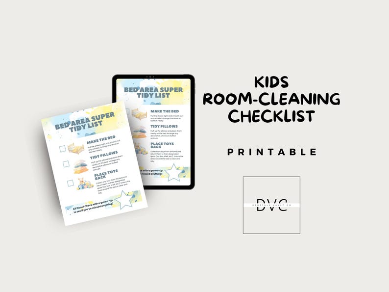 Kids Room Cleaning Checklist: Chore Chart, Responsibility Guide (PDF ...