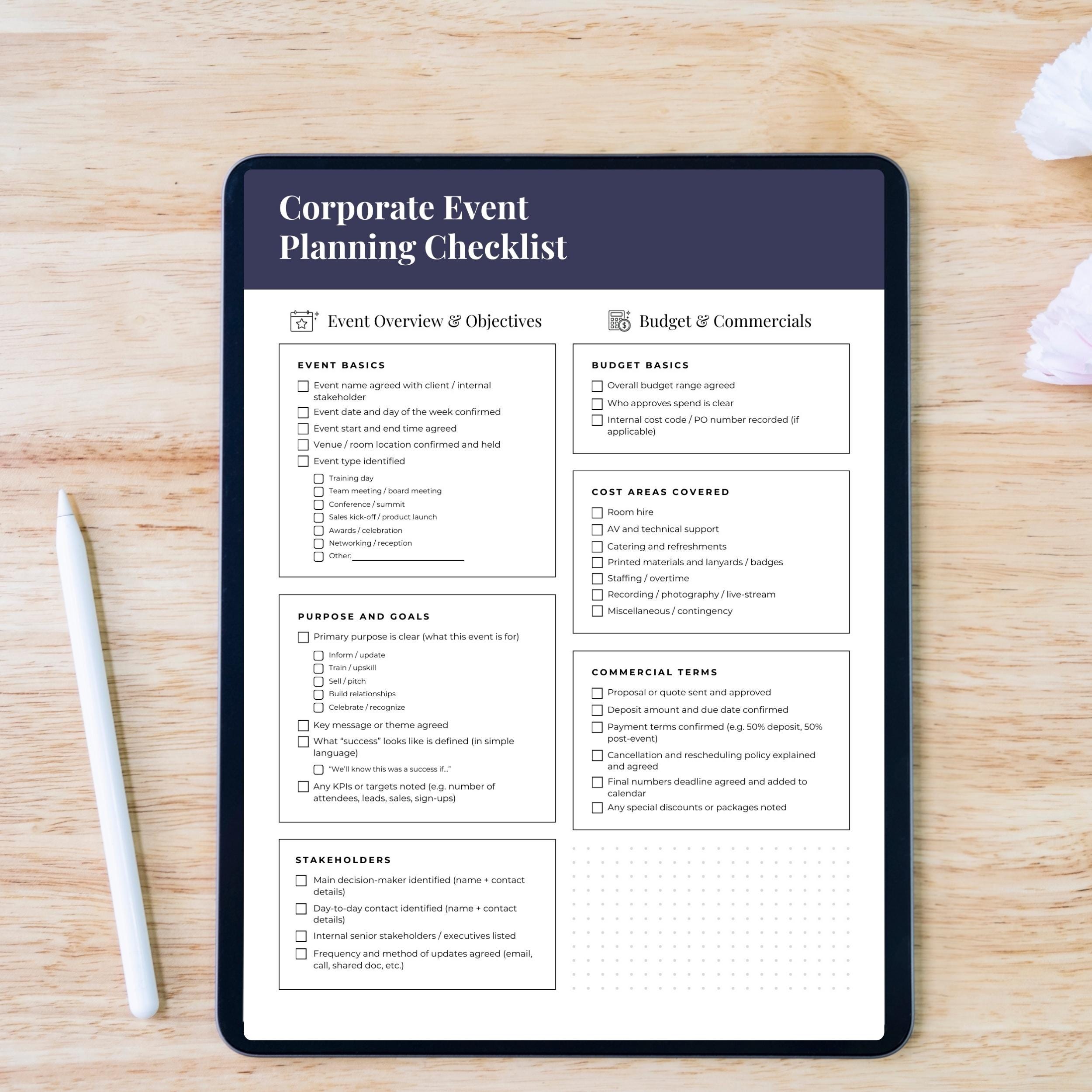 Corporate Event Planning Checklist PDF Printable Business Event Planner ...