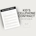 Kid's Cellphone or Mobile Contract Form for Safe and Responsible ...