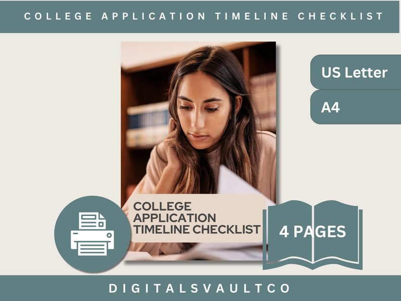 College Application Timeline Checklist Minimalist PDF Printable ...