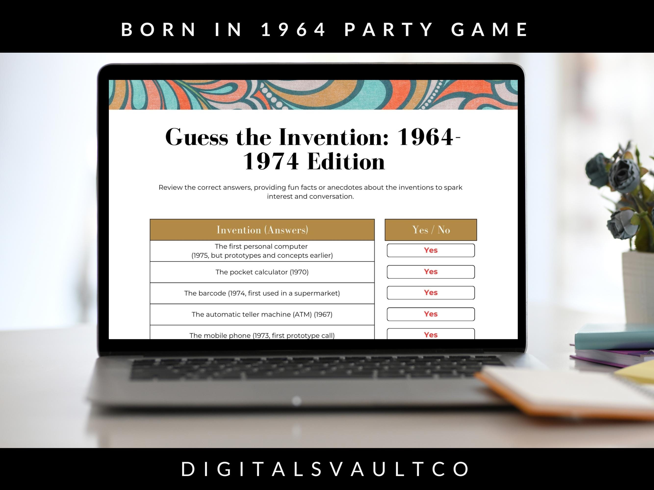 Born in 1964 Party Game Template 60s Trivia, Fun Facts and Nostalgia ...