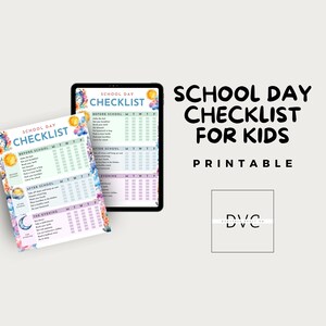School Day Checklist for Kids Printable | Morning, After School ...