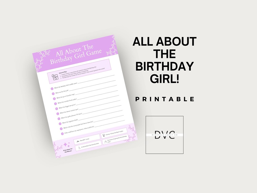 All About the Girl Party Game PDF Printable for Girls Night and ...