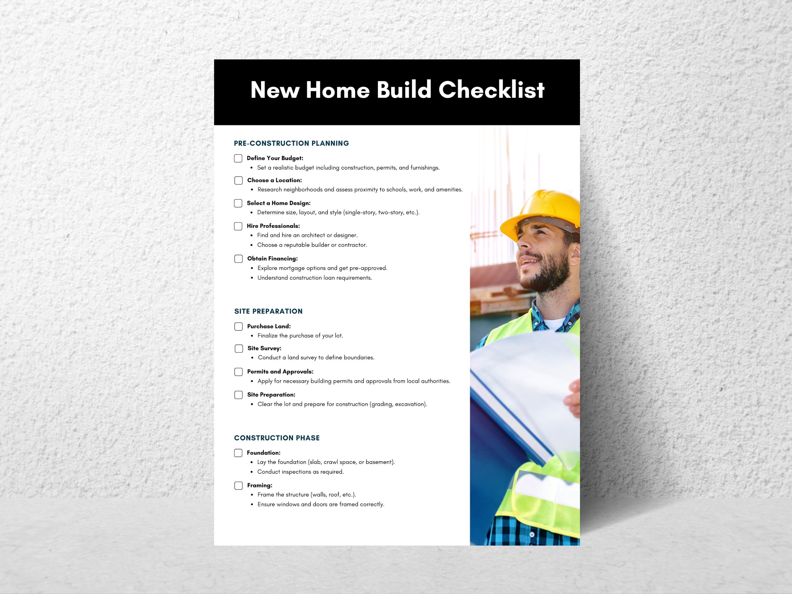 Home Build Checklist: New Construction Planner (PDF) - Etsy