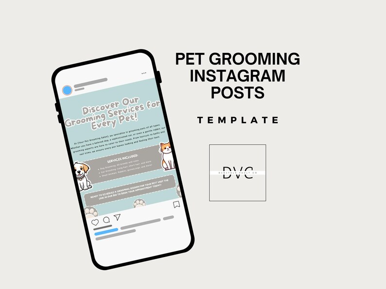 Pet Grooming Instagram Posts Template | Customizable Pet Groom Service ...