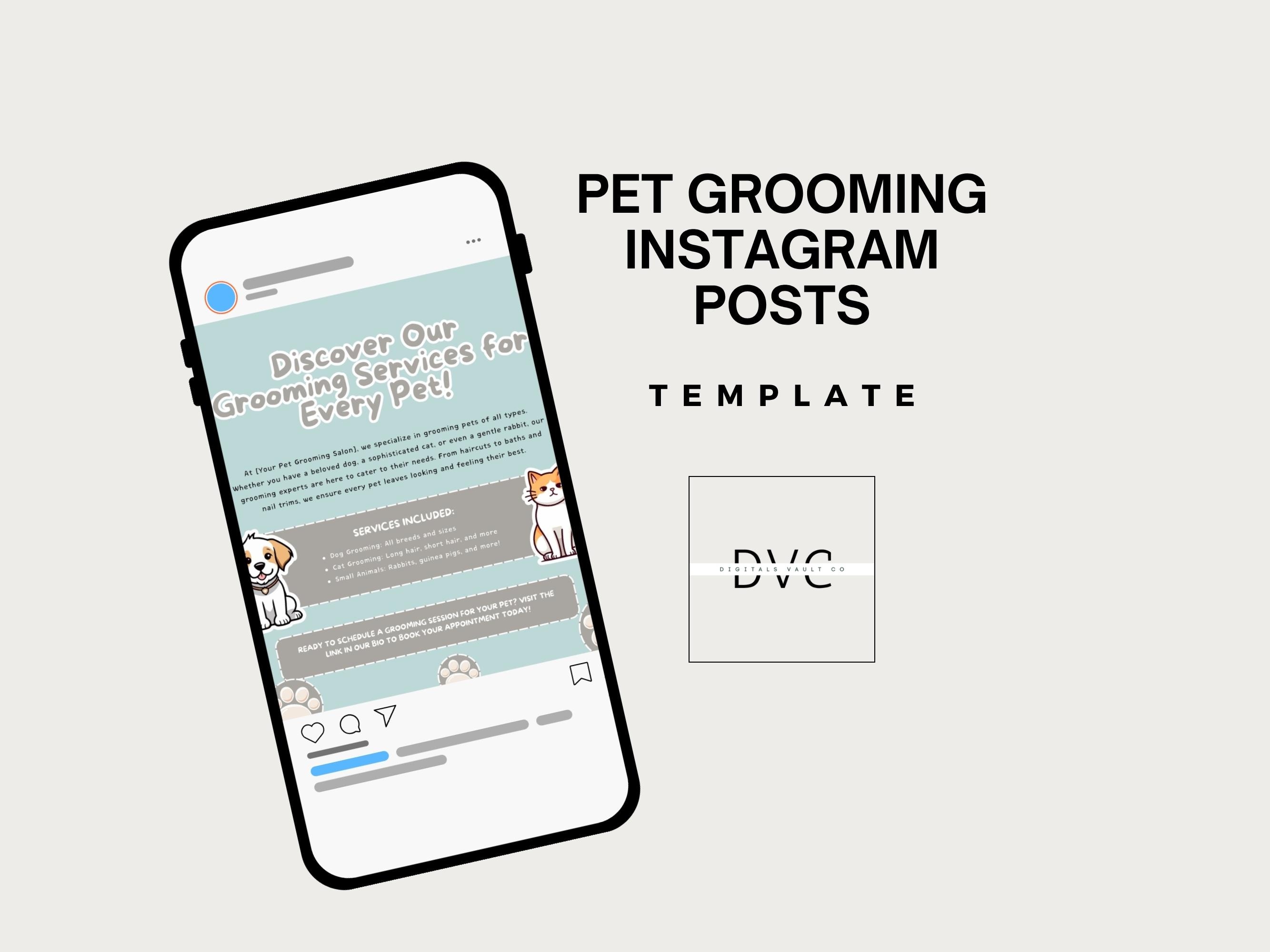 Pet Grooming Instagram Posts Template | Customizable Pet Groom Service ...