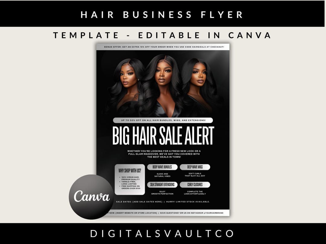 Hair Business Flyer Template | Editable Canva Salon Flyer | Promote ...