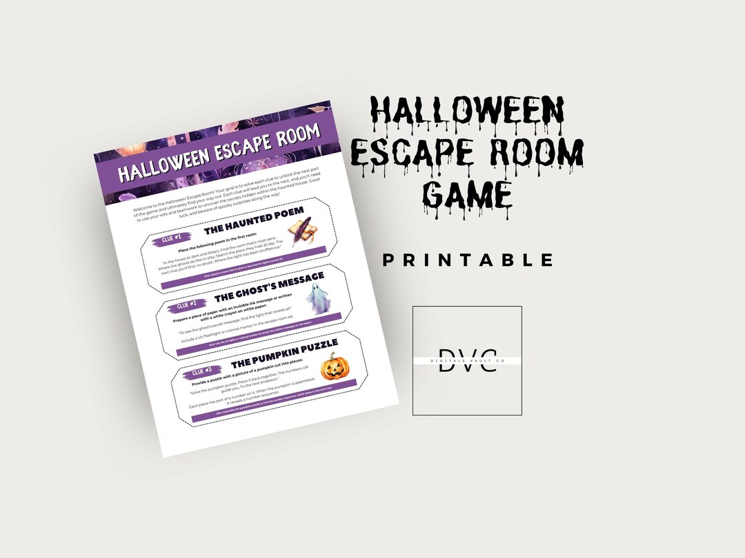 Halloween Escape Room Game: Printable Puzzle Adventure (PDF Download - Etsy