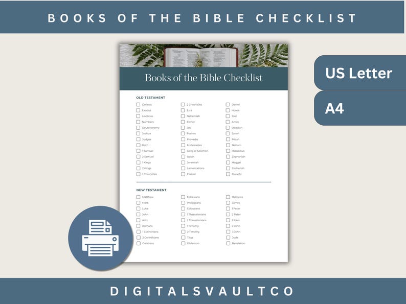 Books of the Bible Checklist Printable | Bible Reading Tracker | Bible ...
