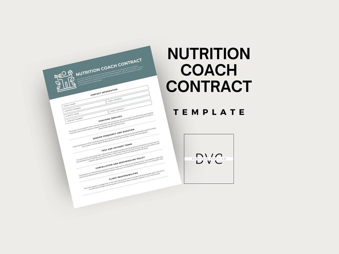 Nutrition Coach Contract Template | Customizable Client Agreement Form ...