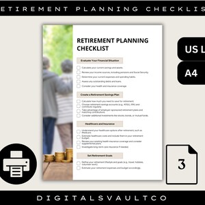 Retirement Planning Checklist Printable PDF | Retirement Goals ...