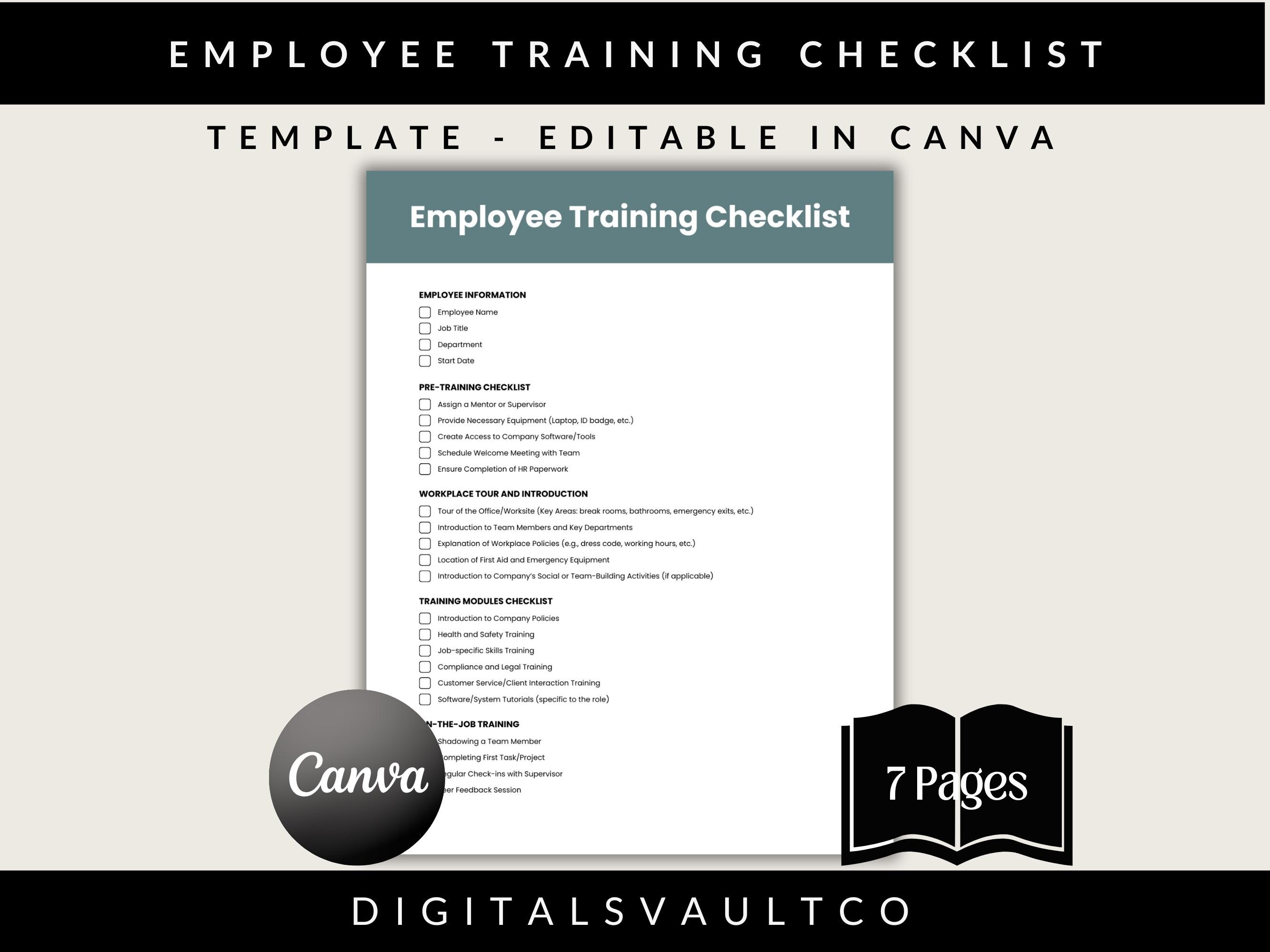 Employee Training Checklist Template Customizable Onboarding Template ...