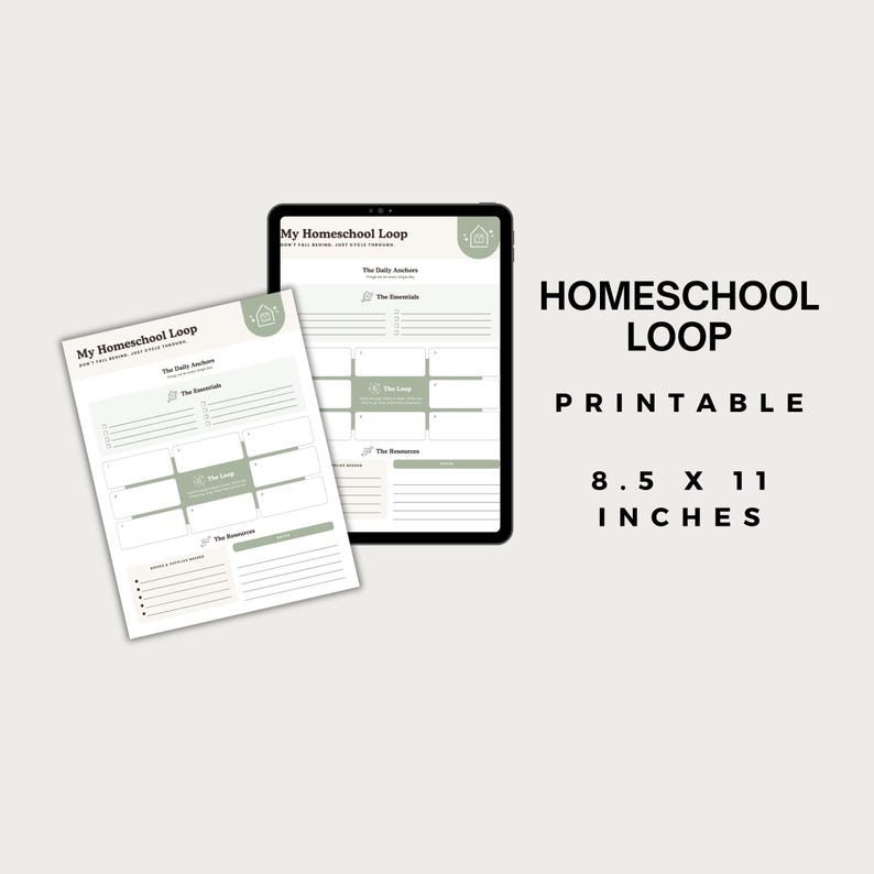 Homeschool Checklist Loop PDF Printable Planner for Daily Routines and ...