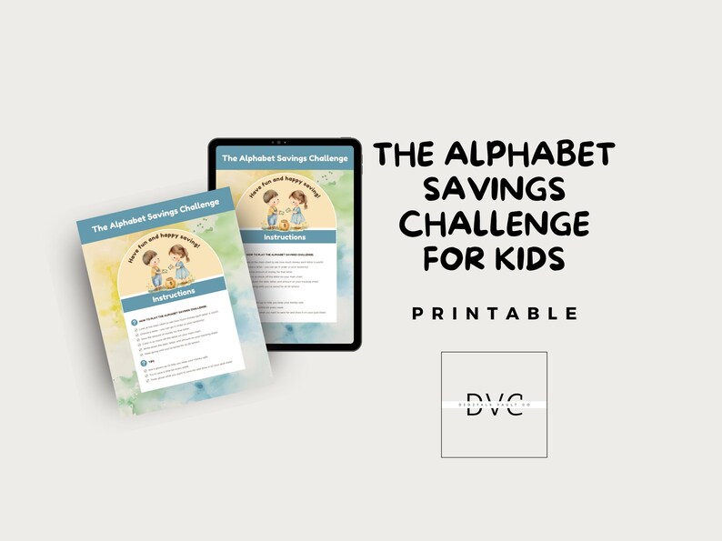 The Alphabet Savings Challenge for Kids PDF Printable Fun A to Z Money ...