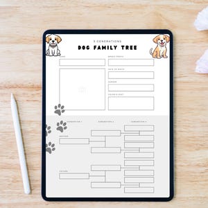 Pet Family Tree Chart PDF Printable Cute Pet Ancestry and Lineage ...