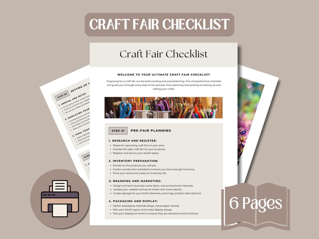 Craft Fair Checklist Minimalist PDF Printable | Vendor Event Guide ...