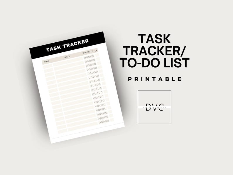 Task Tracker Printable | Minimalist Daily Checklist Productivity ...