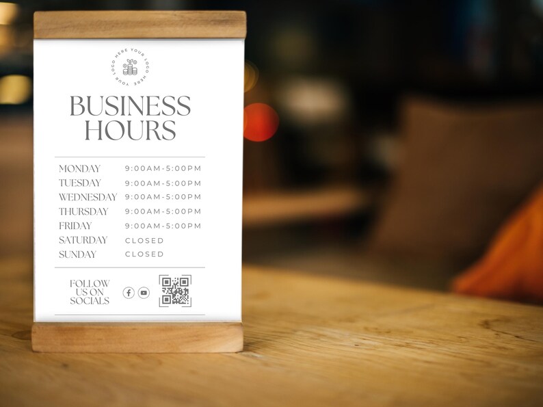 Business Hours Sign Template | Professional Customizable and Editable ...