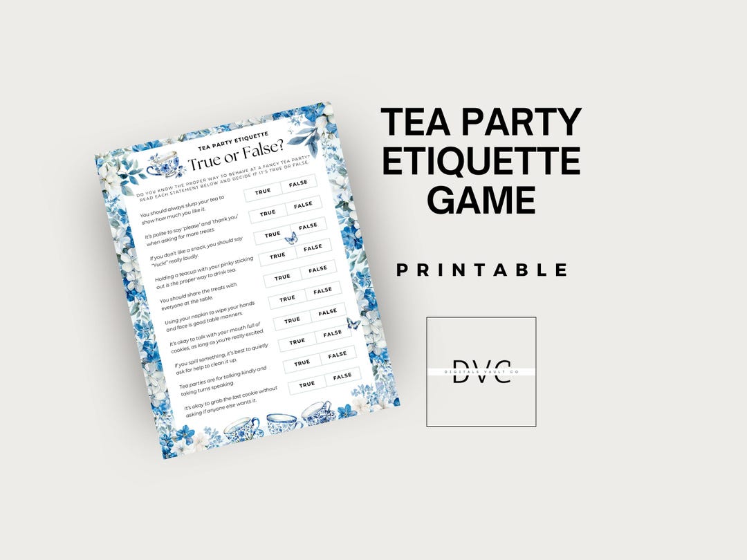 Tea Party Etiquette Game Printable | Tea Party Manners Activity | Fun ...