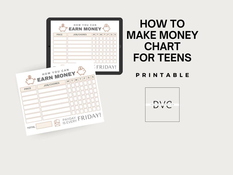How to Earn Money Chart Printable PDF | Chore and Reward Tracker for ...