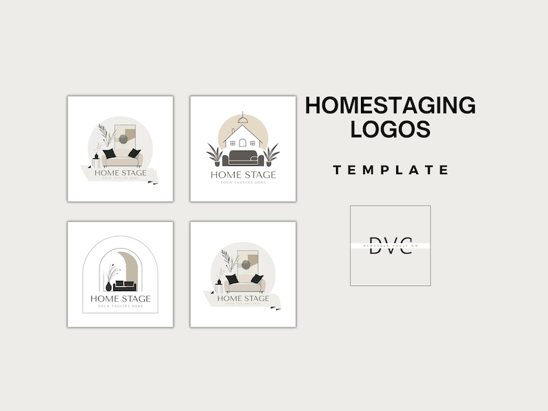 Home Staging Logos Template Modern Real Estate Branding Kit Minimal ...