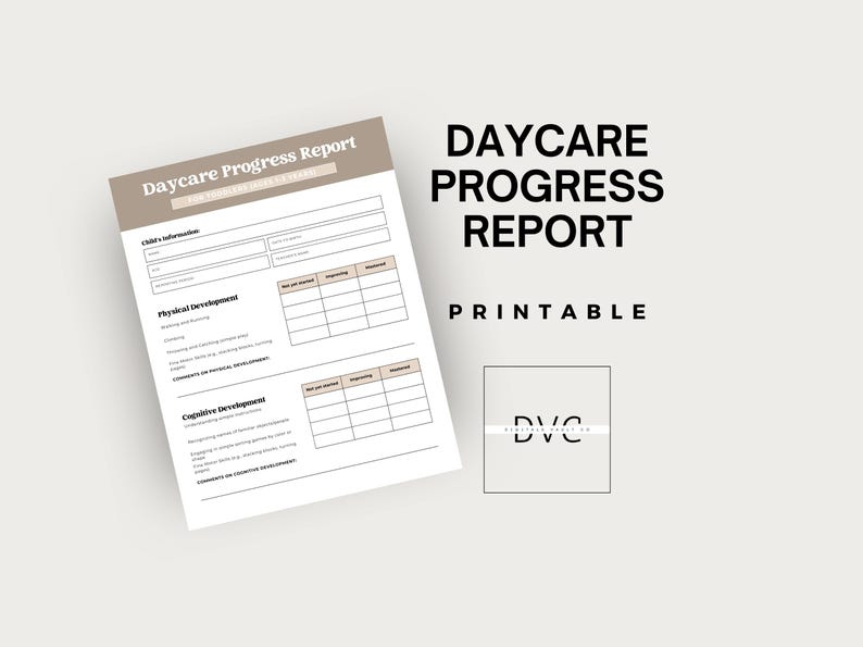 Daycare Progress Reports Printable | Kindergarten Records | Child ...